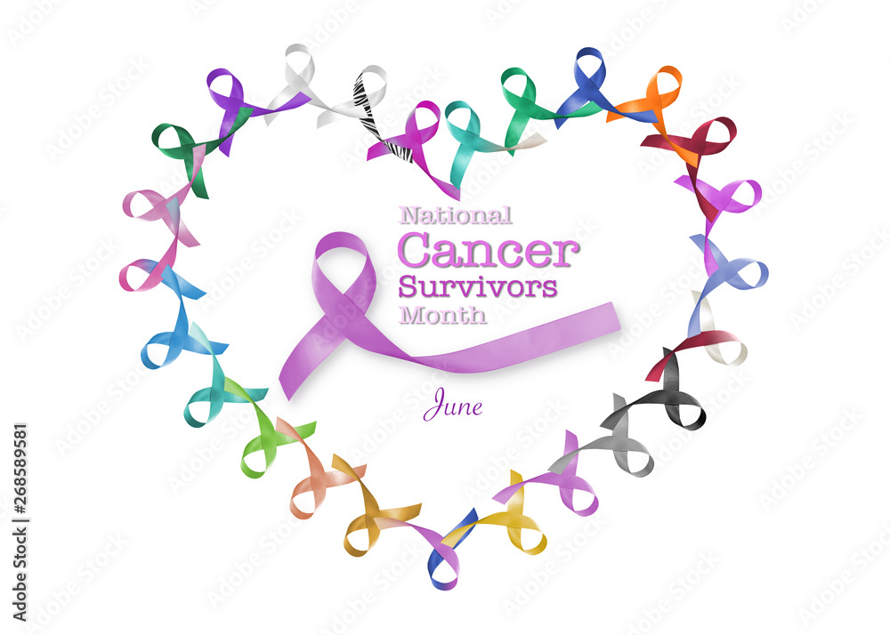 National cancer survivor month, June with heart shape cycle of multi ...