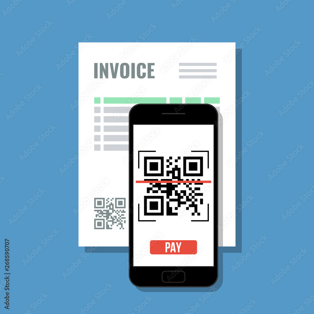 pay invoice by qr code with mobile phone, online payment with ...