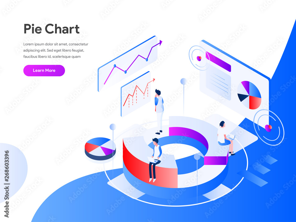 Pie Chart Isometric Illustration Concept. Modern flat design concept of ...