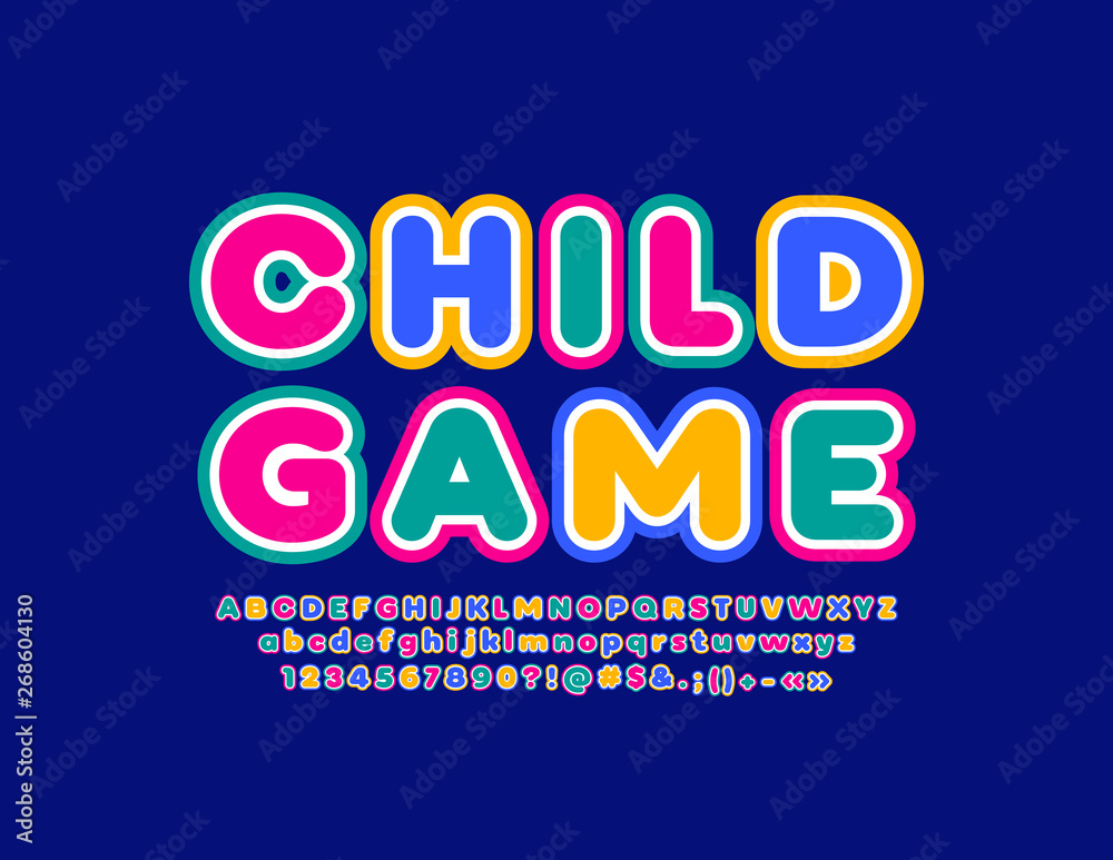 Vetor de Vector bright logo Child Game with trendy Alphabet Letters ...