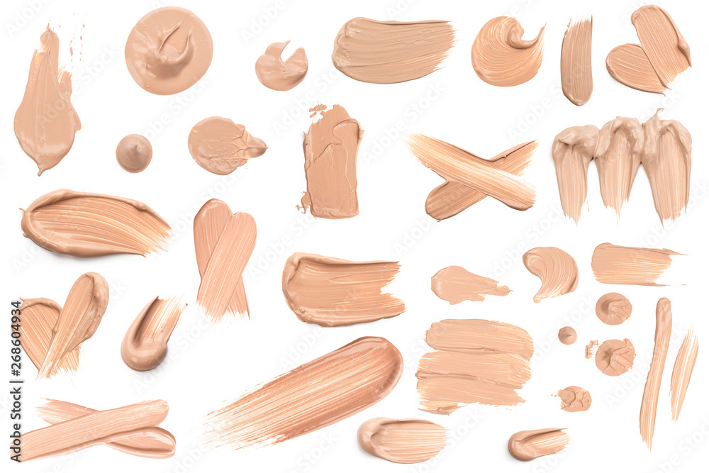 Light beige makeup smear of creamy foundation isolated on white ...