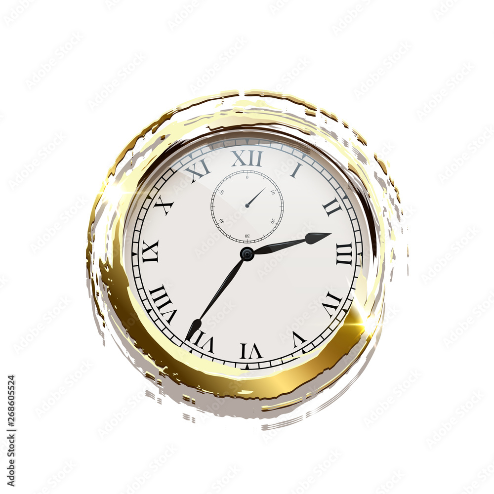 Round clock with golden frame realistic vector illustration Stock ...
