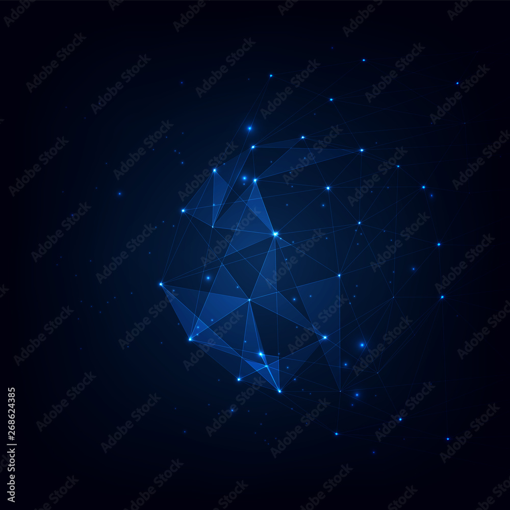 Connected polygons plexus vector background, digital data visualization ...