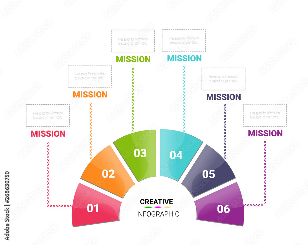 Infographic template with numbers 6 option can be used for workflow ...