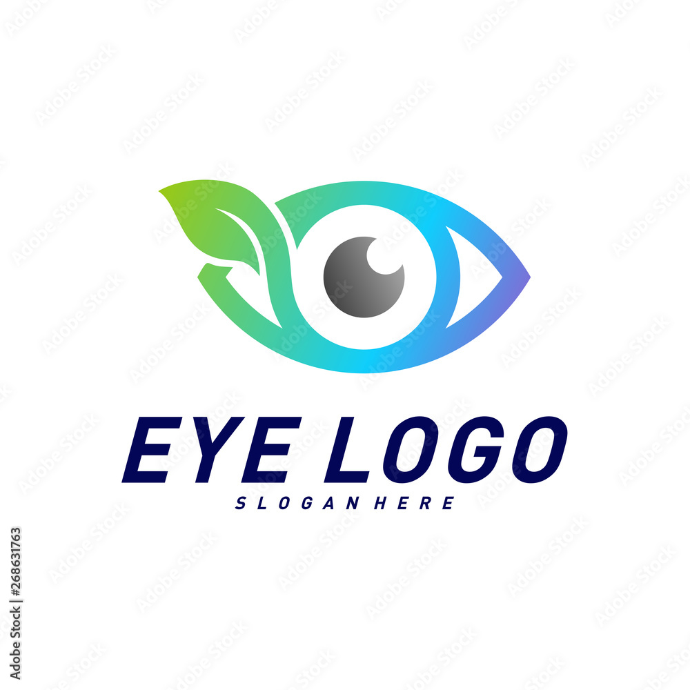 Nature Eye logo design concept vector, eye with Leaf logo template ...