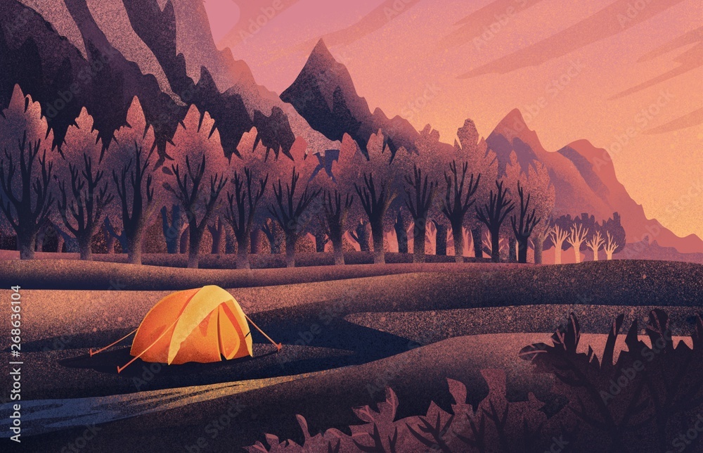 illustration of travel explore landscape Stock Illustration | Adobe Stock