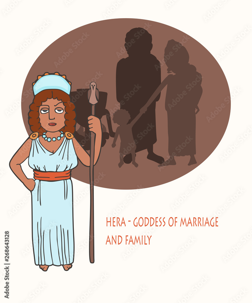 Ancient Greek goddess Hera cartoon Stock Vector | Adobe Stock
