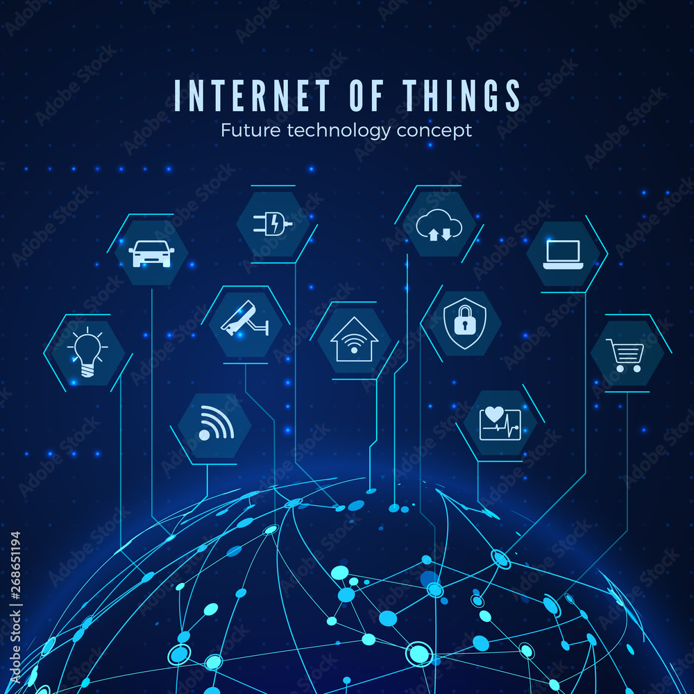 Internet of things. IOT concept. Global network connection. Monitoring ...