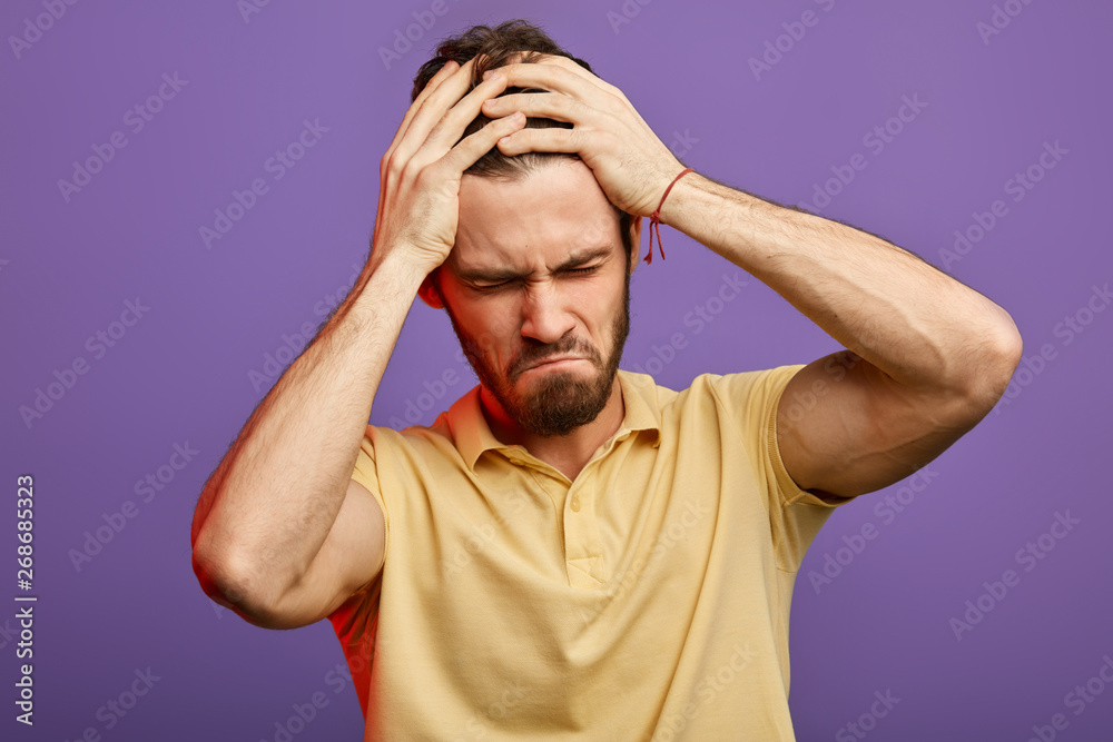 emotional handsome man has hard time. guy experience depression, man is ...
