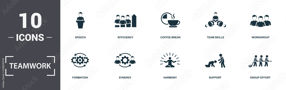 Teamwork icons set collection. Includes simple elements such as ...
