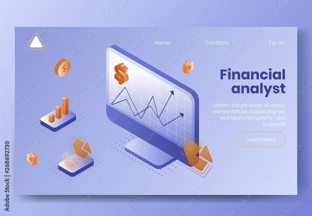Digital Isometric Design Concept Set Financial Analyst App 3d Icons Isometric Business Analysis