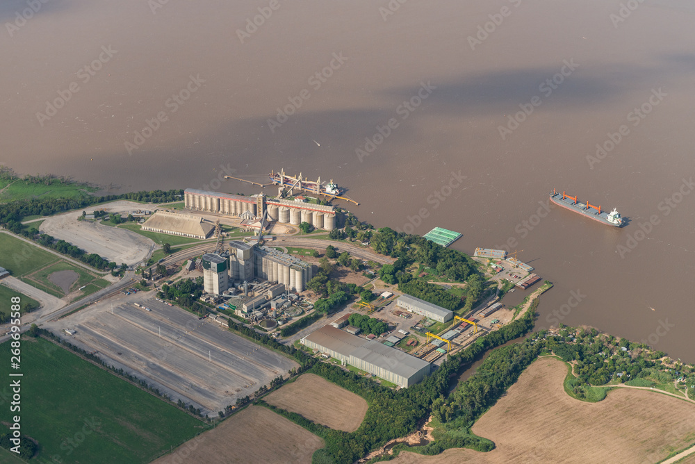 Poster Aerial image showing the Complejo Industrial with cargill alvear ...