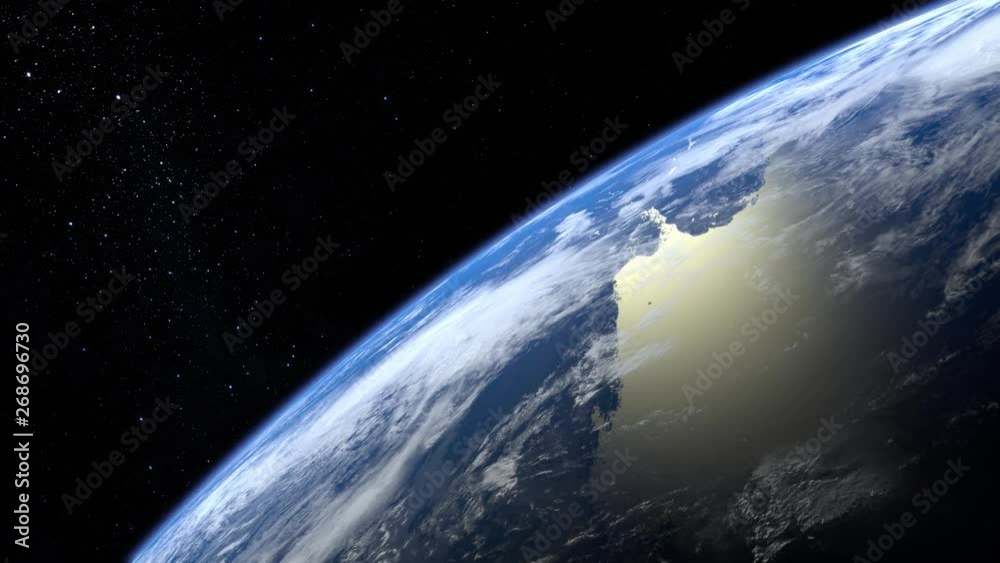 Vidéo Stock Earth. View from space. The camera rotates and flies away ...