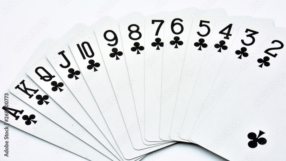 Todas las cartas de tréboles de una baraja francesa Stock Photo | Adobe ...