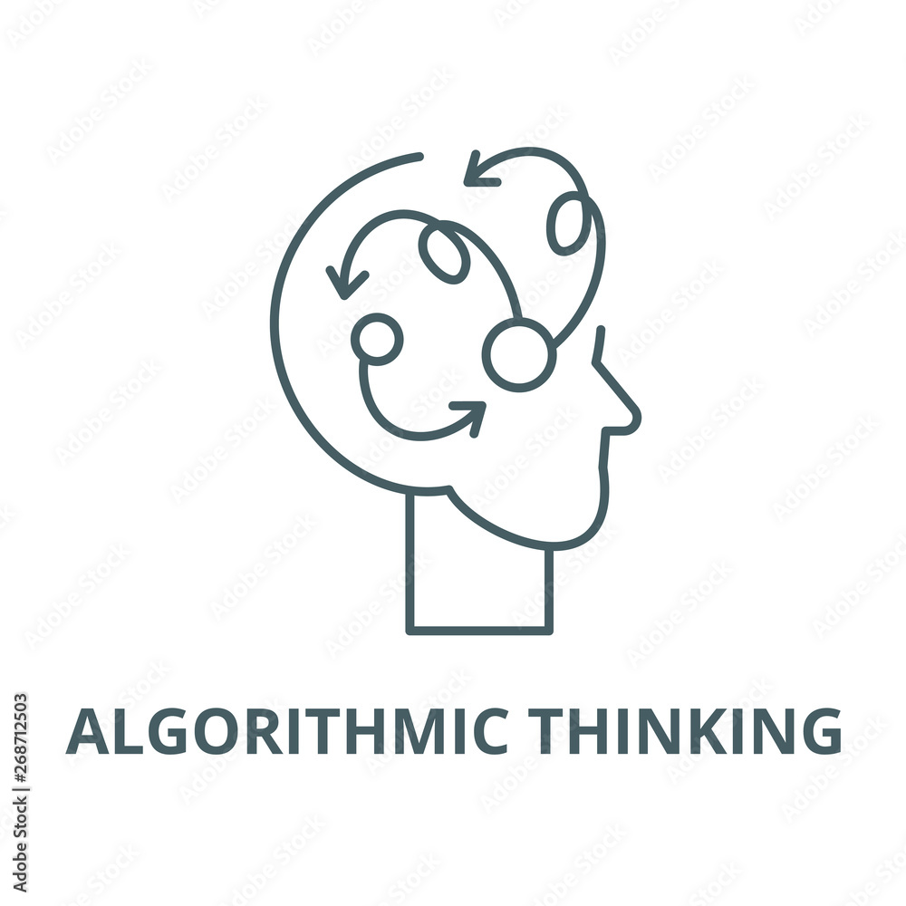 Algorithmic thinking vector line icon, linear concept, outline sign ...