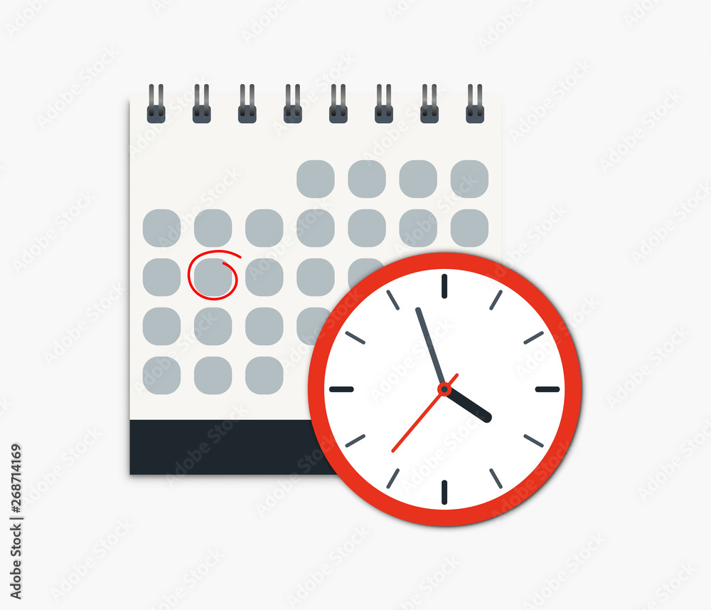 Calendar and clock icon. Concept of Schedule, appointment, important ...