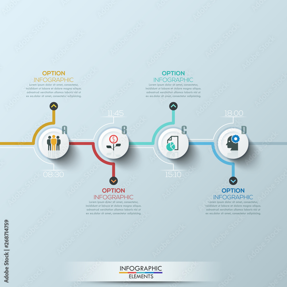 Modern clean business circle origami style timeline banner. Vector. can ...