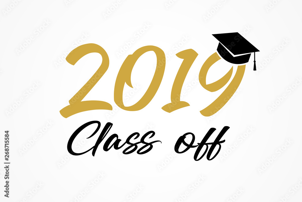 Class of 2019, modern calligraphy. Hand drawn lettering graduation logo ...