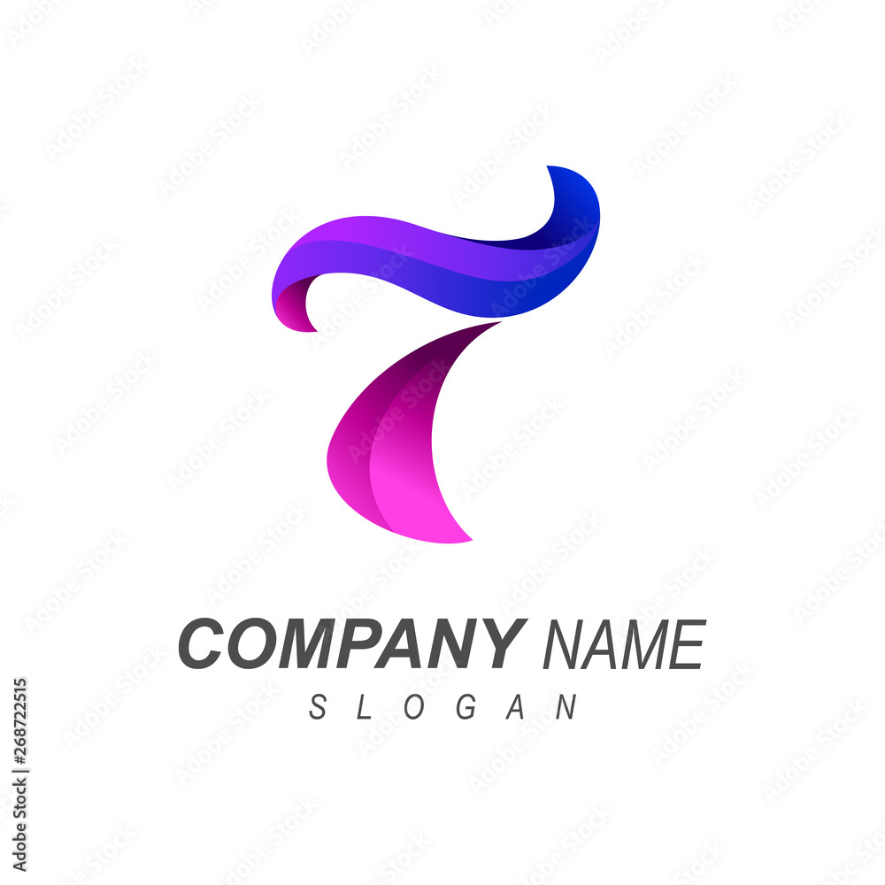logo letter t, t icon and simple display, number symbol, seven logo ...