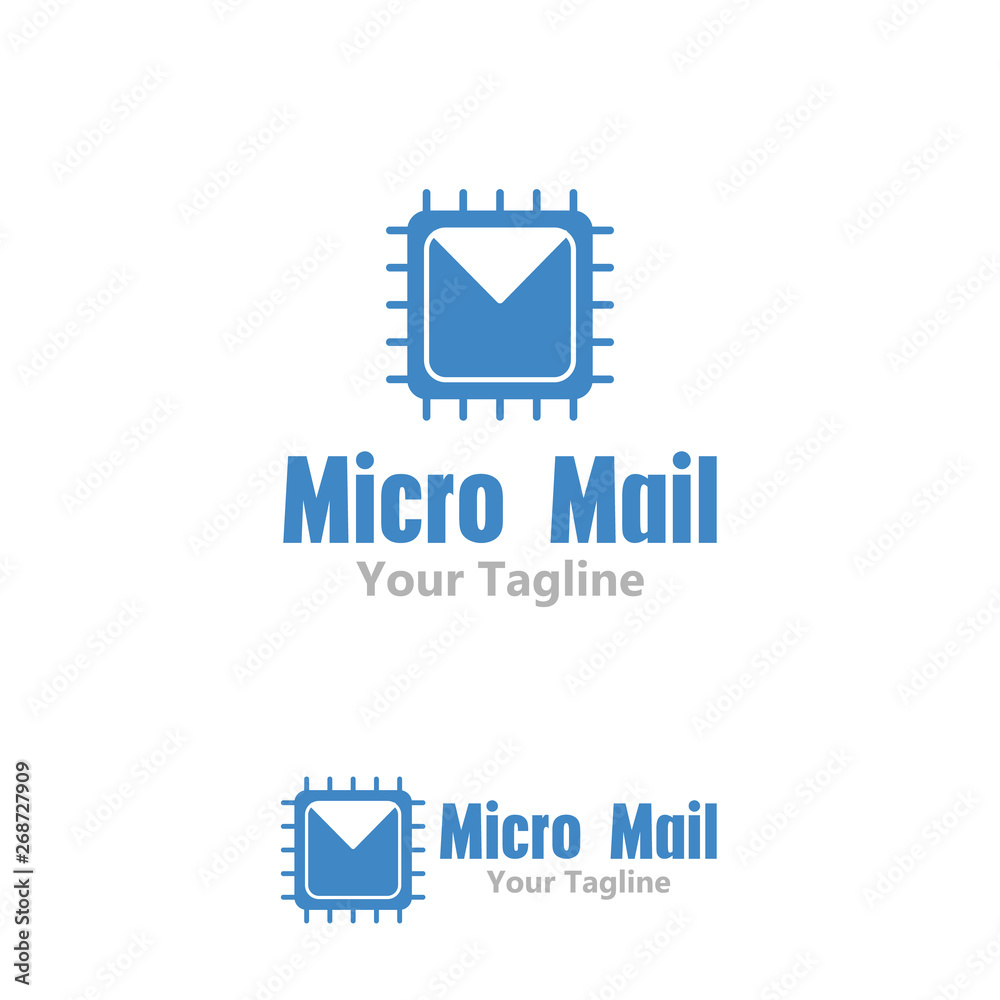Micro controller chip logo design, mail design concept, modern ...