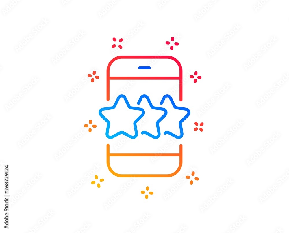 Star line icon. Feedback rating phone sign. Customer satisfaction ...