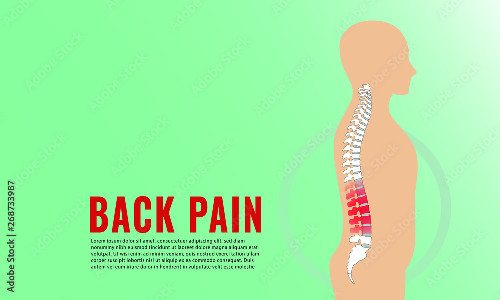 Vector illustration of medical concept poster for back pain or spinal ...