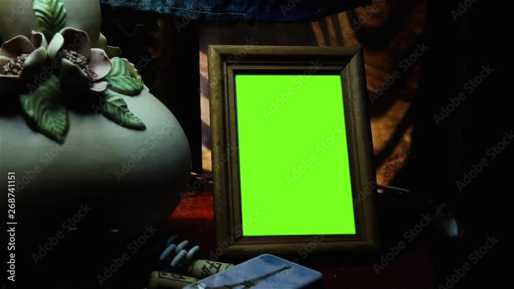 Green Screen Frame In Bedroom Table. You can replace green screen with ...