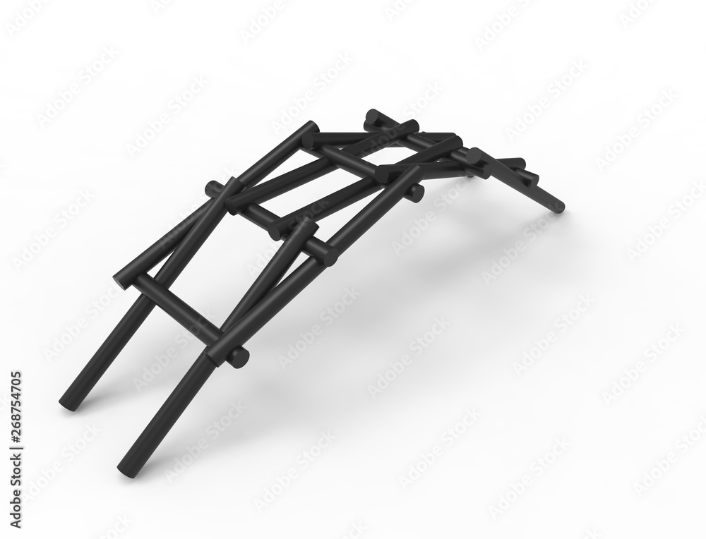 Leonardo Da vinci self supporting bridge isolated in white background ...