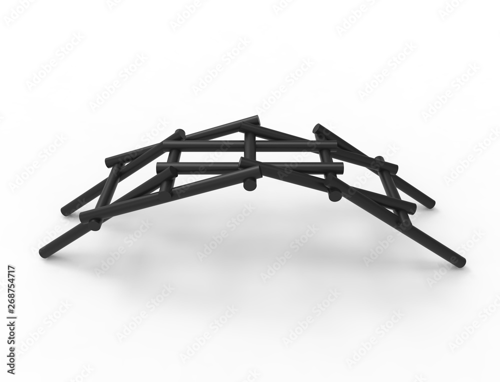 Leonardo Da vinci self supporting bridge isolated in white background ...