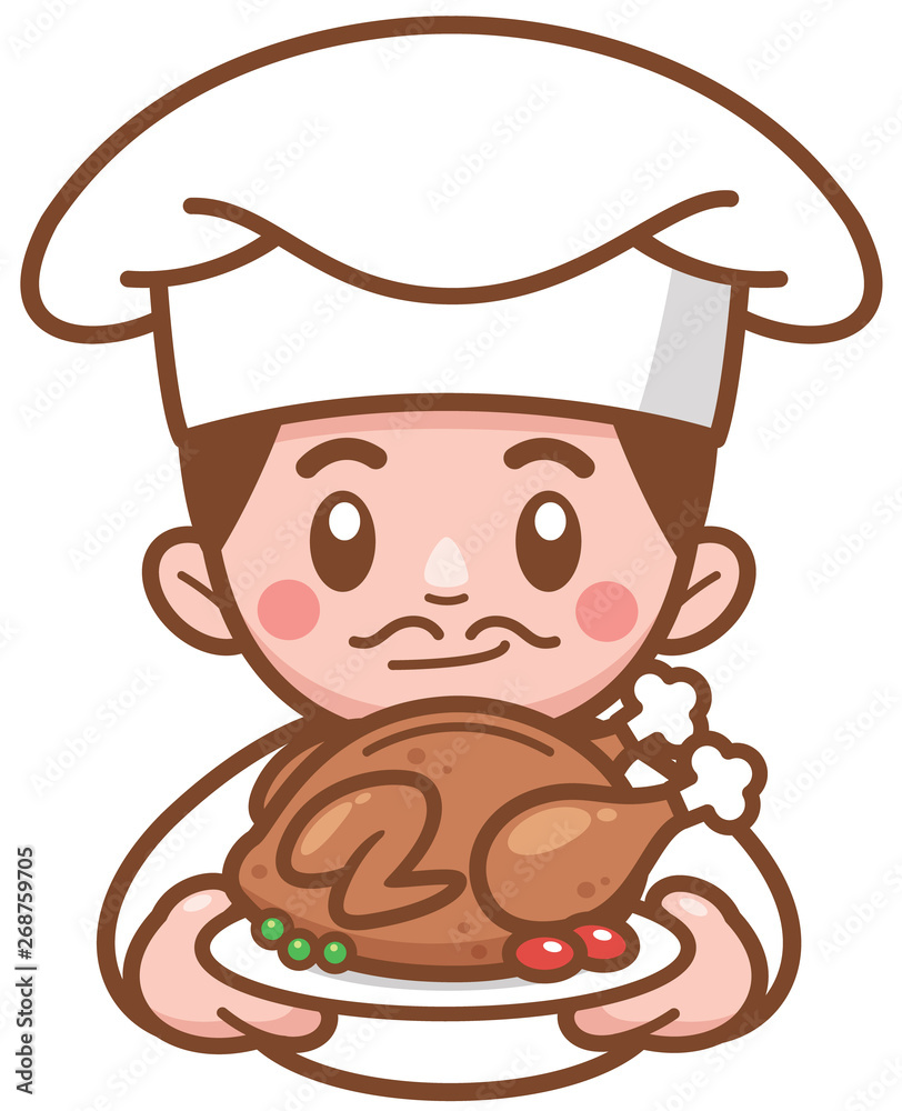 Vector illustration of Cartoon Chef presenting food Stock Vector ...