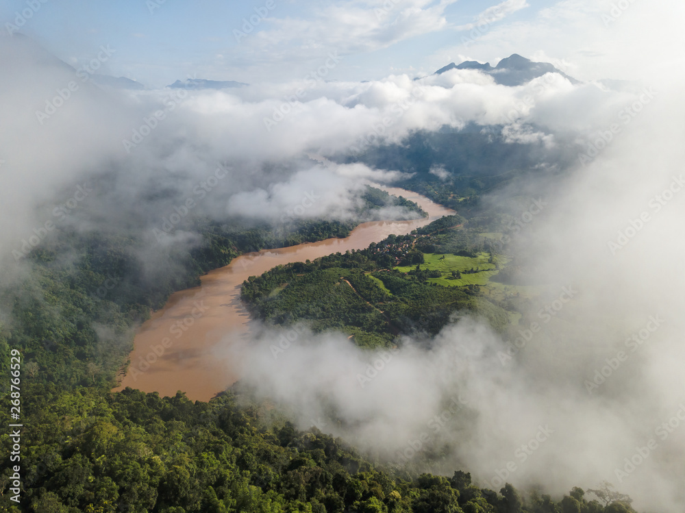 View from the top Viewpoint of Nong Khiaw, Laos. Stunning scenery with ...