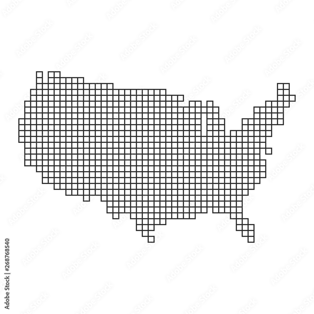 Pixel art design of map of America. Vector illustration. Stock Vector ...