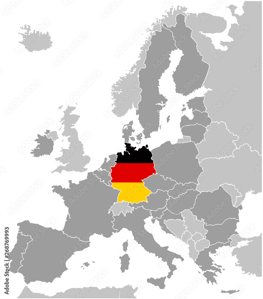 Vector graphic map of Europe with European Union member states with ...