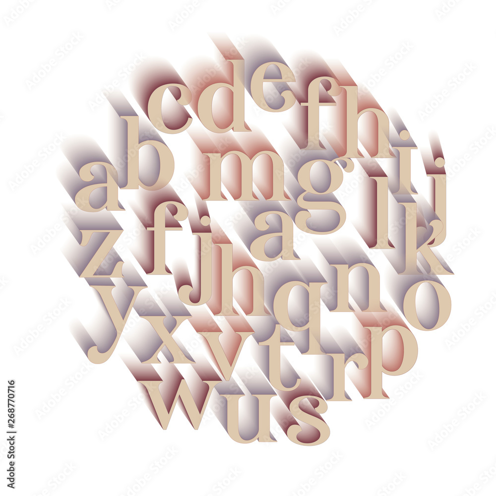 font alphabet with sliding letters in retro ivory shades Stock Vector ...