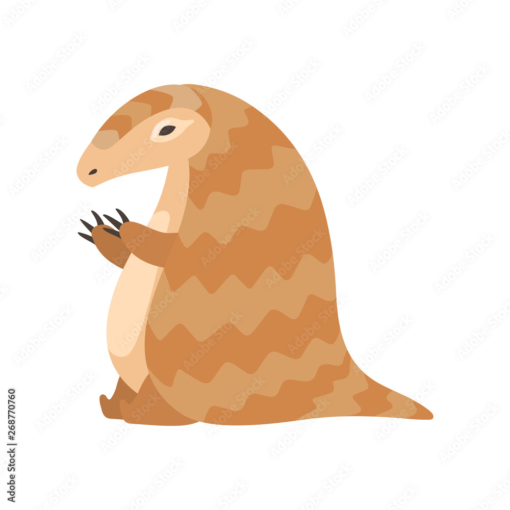 Cute Funny Pangolin Rare Species of Animals Cartoon Vector Illustration ...