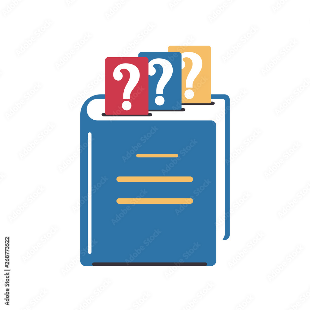 Closed books question mark. Bookmarks. Color icon in flat style. Design ...