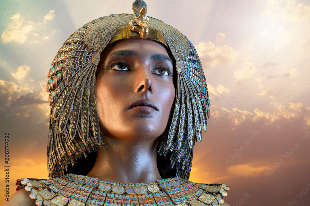 Cleopatra Egyptian Queen VII century of Egypt 3D render ilustração do ...