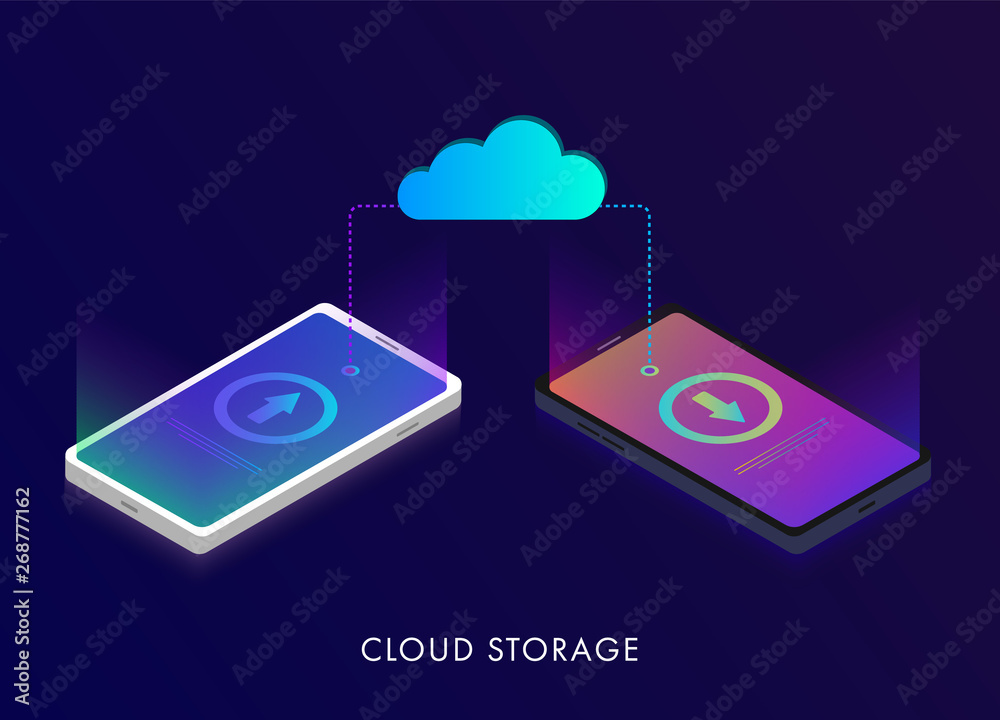 Cloud storage 3d isometric flat design, data transfers on Internet ...