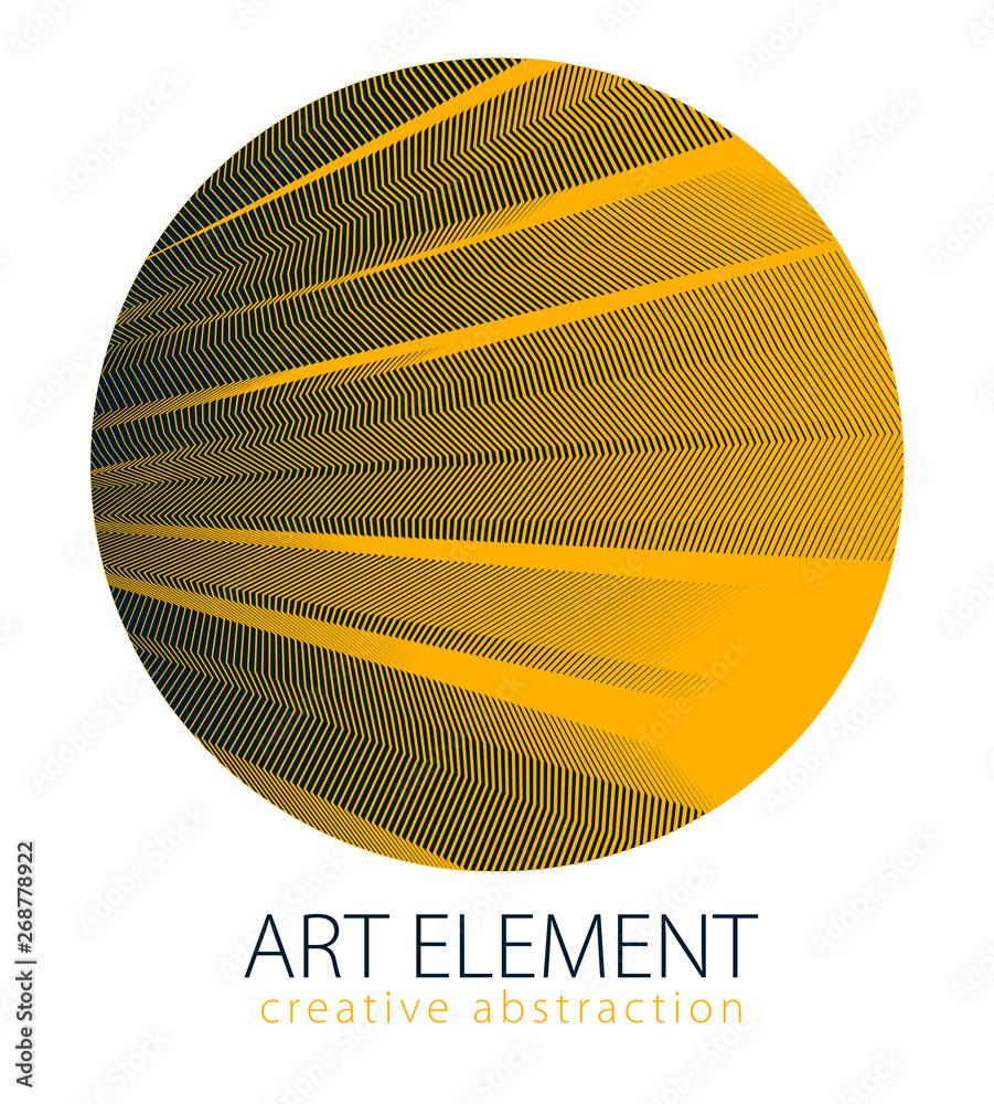 Beautiful art element, linear texture of surface or textile in a shape ...