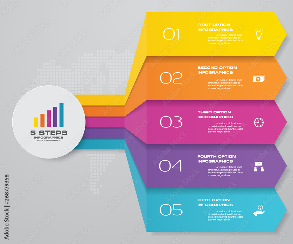 5 steps infographics chart design element. For data presentation. Stock ...