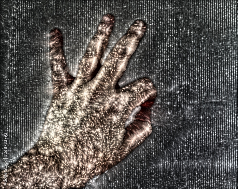 Kirlian coronal aura photography of a male human hand showing a ...