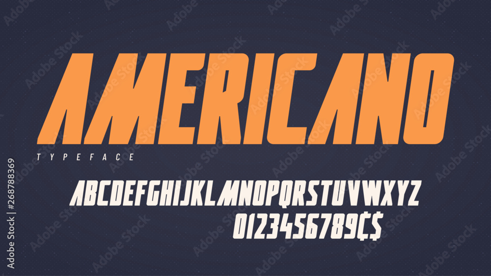 Stylish condensed headline typeface, alphabet, font. Vector ...