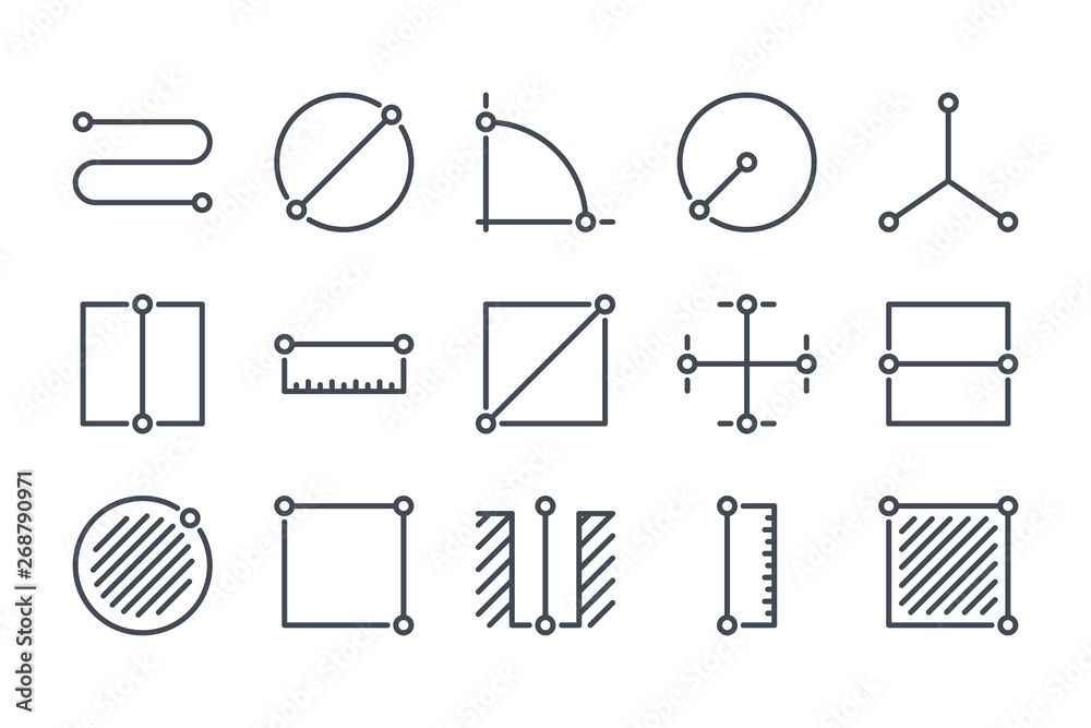 Measure related line icon set. Length and size linear icons. Distance ...