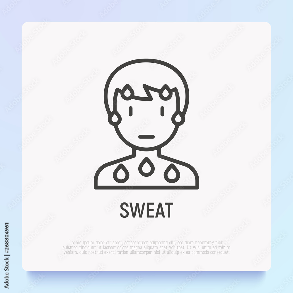 Cold sweat thin line icon. Modern vector illustration of illness ...