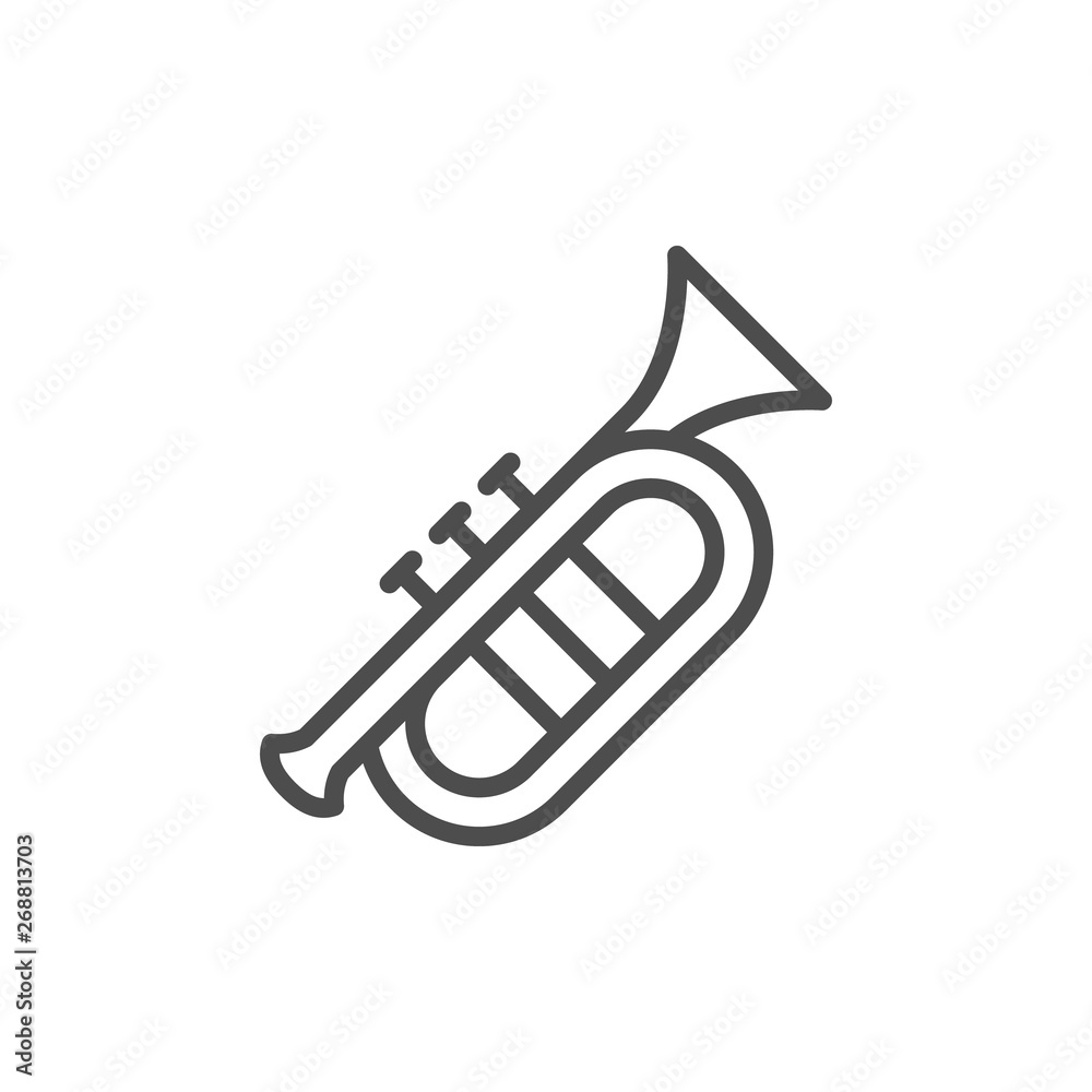 Musical instrument trumpet line outline icon Stock Vector | Adobe Stock