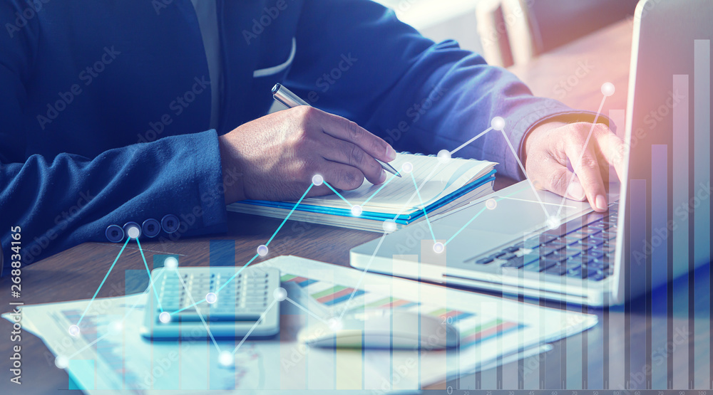 businessman check the work documents in office,The media reaches the ...