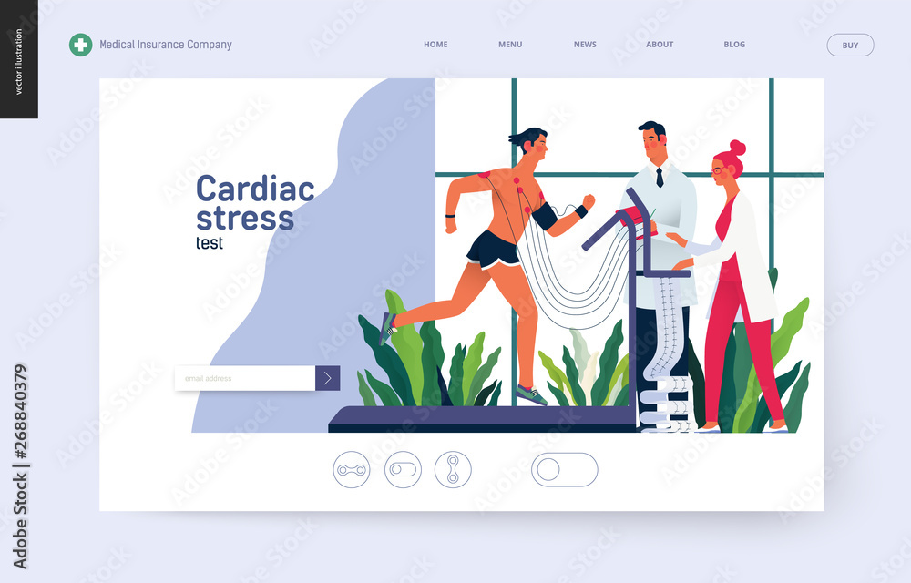 Medical tests template - cardiac stress test -modern flat vector ...