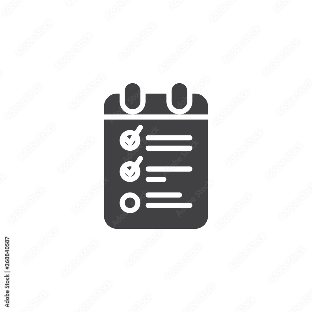 Checklist planner vector icon. To Do List filled flat sign for mobile ...