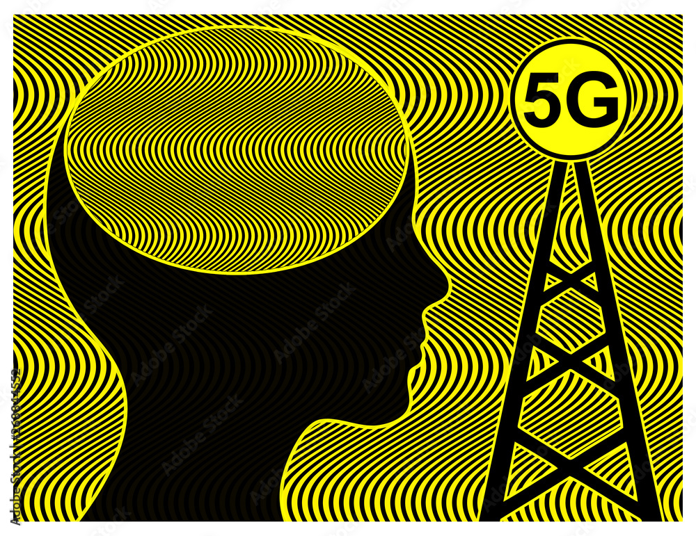 Health risk due to 5G radiation. Woman exposed to radiofrequency ...