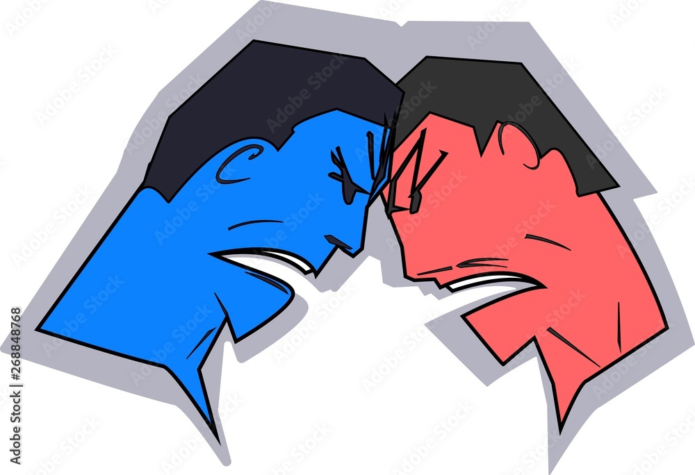 Two people,enemies or adversaries,yelling at each other.conflict ...